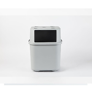 [PlaFarm] 12 Gallon Recycle Bin with Block Stacking System | Space Saving Bin | Made in Korea (Gray)