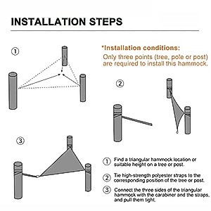 Triangle Hammock, Multi Person Portable Hammock, Outdoor Camping Aerial Hammock 3 Point, 2-3 Person Design, for Travel Backyard Garden Camping (400 * 400 * 400cm)