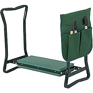 Smartxchoices Folding Garden Kneeler Seat Garden Bench Stool with Handles, Multi-use Pouch, Heavy Duty Yard Gardening Chair with Soft Kneeling Pad,Green