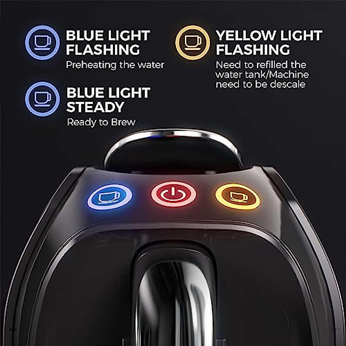 JASSY Mini Espresso Coffee Machine 20 Bar Coffee Maker Compatible for NS Original Capsule with Single/Double Cup System for Espresso,1255W