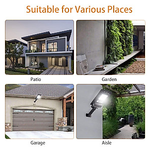 Fitsai 60W Solar Lights Outdoor Light with Remote Control, 5000 Lumens, Light Control Motion Sensor, Dusk to Dawn Security Led Flood Light for Yard, Garden, Street