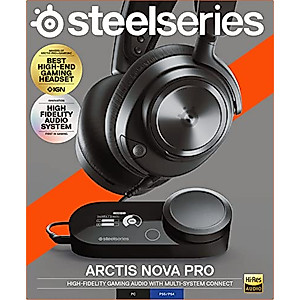 SteelSeries Arctis Nova ProMulti-System Gaming Headset - Premium Hi-Fi Drivers - Hi-Res Audio - 360° Spatial Audio - GameDAC Gen 2 - ESS Sabre Quad-DAC - Stealth Retractable Mic - PC, PS5, PS4, Switch