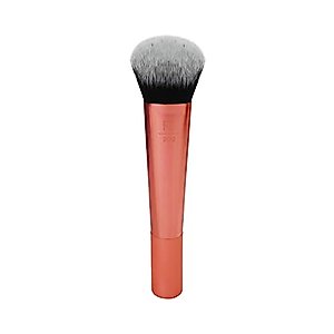 Real Techniques InstaPop Face Brush, For Liquid, Cream, & Powder Makeup, Blush, Bronzer, & Foundation Face Brush, Loose & Pressed Powder, Synthetic Bristles, Cruelty-Free & Vegan, Orange, 1 Count