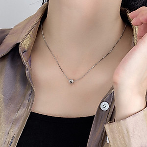 Dankadi Women 925 Sterling Silver Necklace - Pattern Hollow Ball Pendant Choker- Charm Box Chain 17" - Italian Silver Fine Jewelry Gift