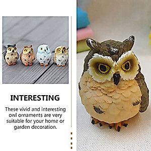 BESPORTBLE 4pcs Owl Decoration Micro Landscape Owl Resin Owl Figurine Owl Figurines Outdoor Planters Decorative Owl Outdoor Gift Outside Planters Resin Animal Ornament Mini Miss Dashboard