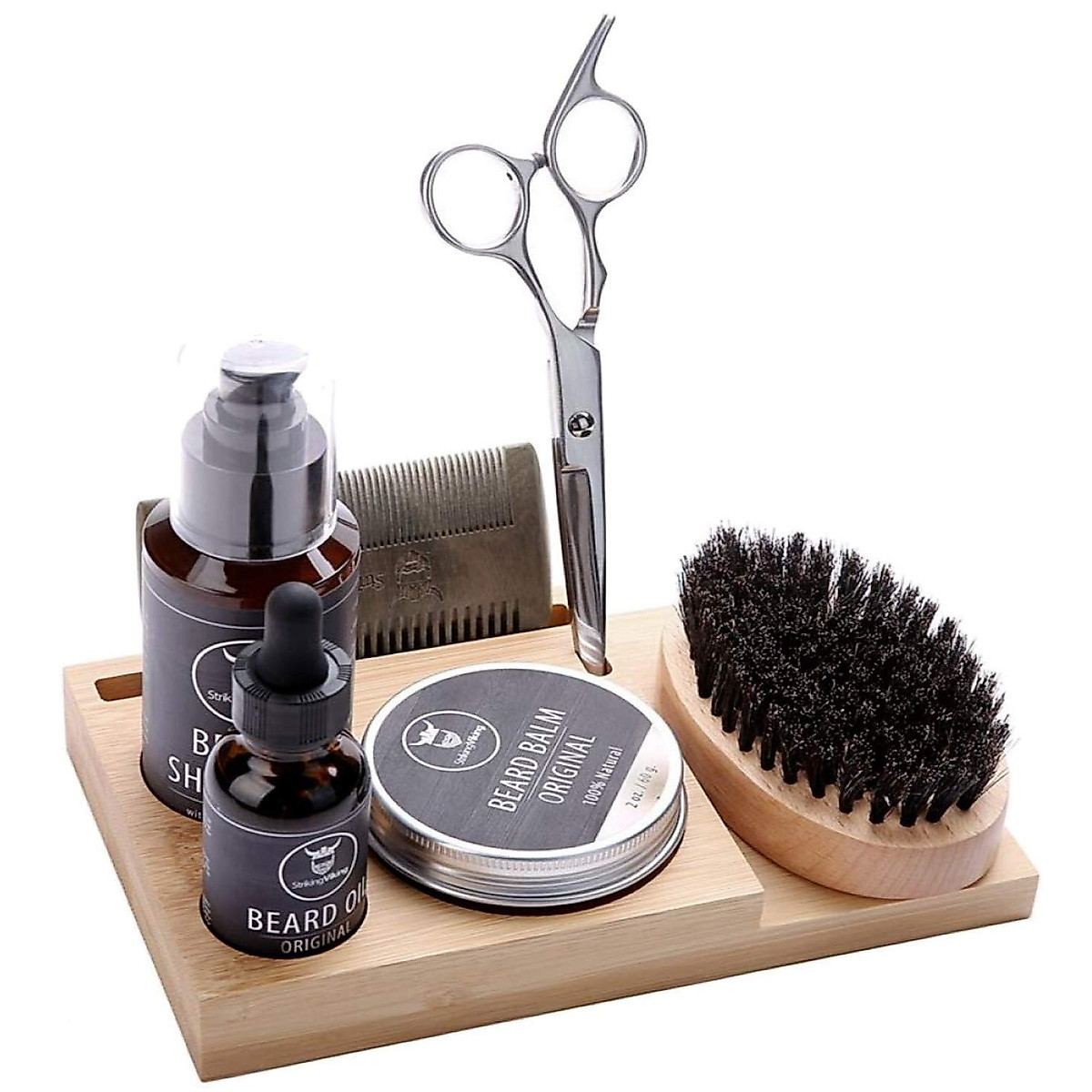 Striking Viking Beard Caddy Countertop Bathroom Organizer for Beard Products - Beard Product Holder for Beard Oil,Beard Balm,Beard Wash,Beard Comb,Beard Brush & Scissors (1pc Organizer Caddy)