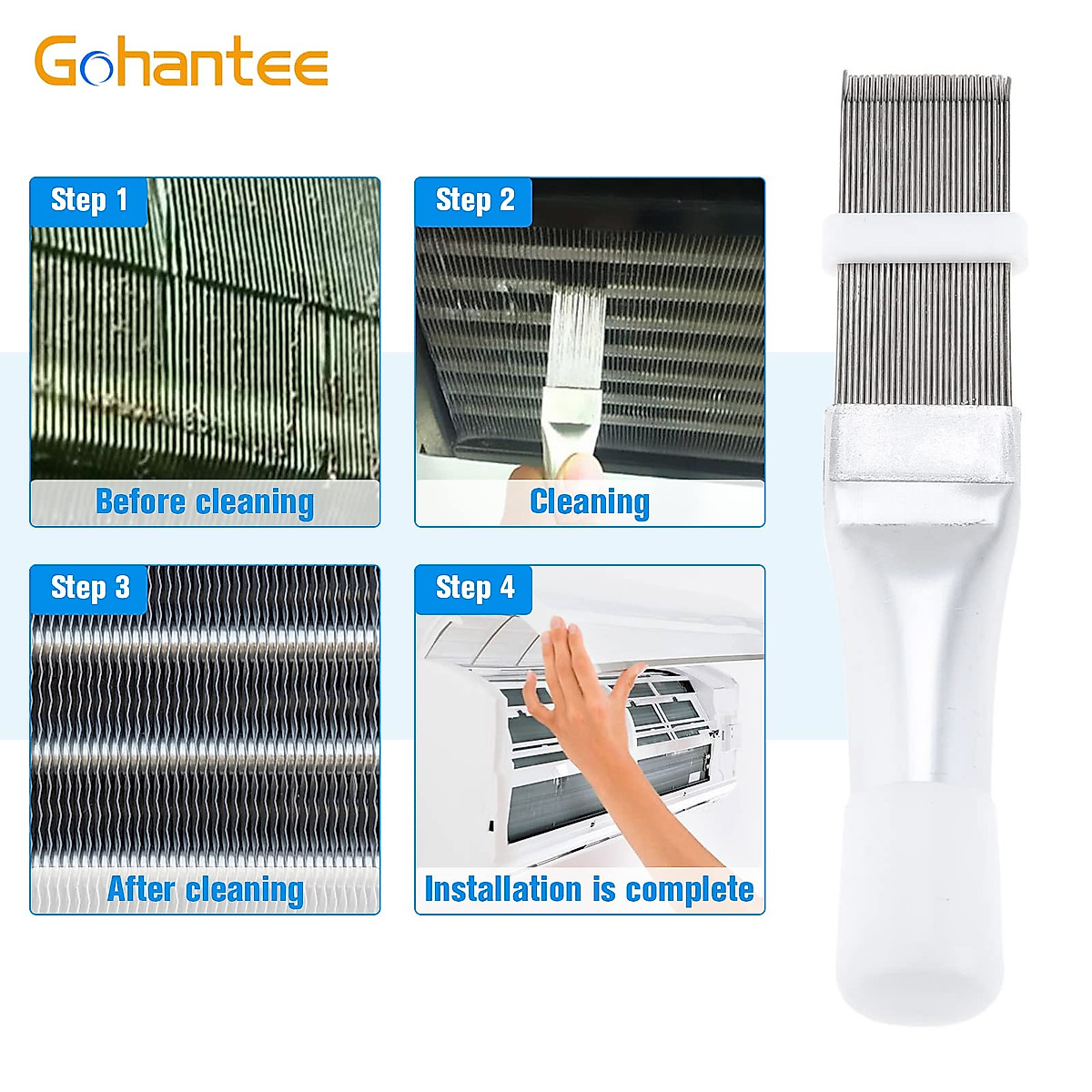 Air Conditioner Fin Comb AC Condenser Fin Straightener Cleaner Evaporator Radiator Fin Cleaning Tool Pack of 2