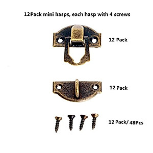Dophee 12pcs Antique Brass Decorative Hasp Jewelry Wooden Box Hasp Latch Lock with Screws
