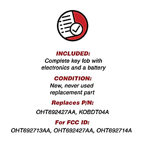 KeylessOption Keyless Remote Start Fob Uncut Car Ignition Key for Dodge Dakota, Ram, Durango, KOBDT04A, OHT692714AA