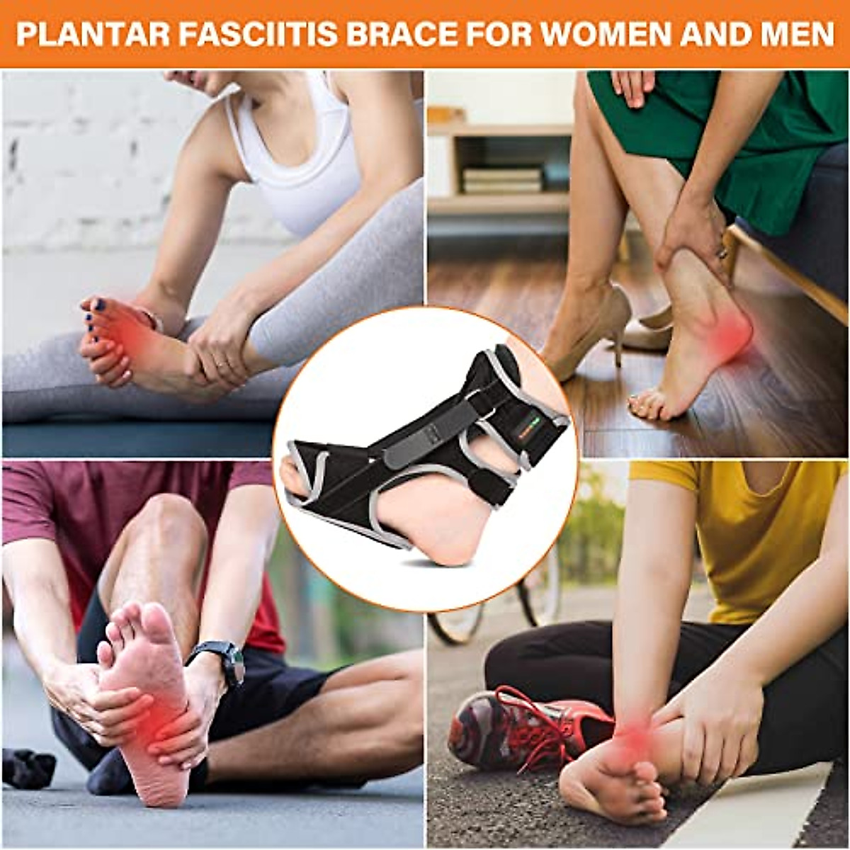 HOOMTREE Plantar Fasciitis Night Splint,Adjustable Foot Orthotic Brace,Foot Brace with Support Plate,Day&Night Foot Drop Brace Support for Plantar Fasciitis Achilles Tendonitis Heel Spurs Pain Relief