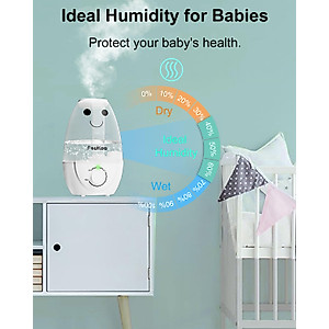 Feekaa Baby Humidifiers for Bedroom Nursery, Cool Mist Air Humidifier with Diffuser, Small Humidifier for Baby Nursery Plants & Home, BPA Free, Quiet, 24H
