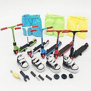 MIKEMENG Finger Scooter with Tools and Shoes Finger Board Accessories - Pack 1 Black Finger Toy for Kids Toy (Blue Scooter)