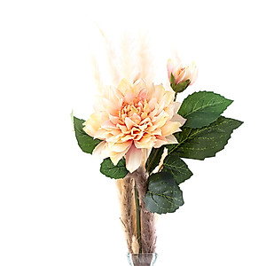 ELITE FLORAL (4 Pack 23" Artificial Dahlia Flowers Faux Dahlia Stem (Blush), Long Artificial Silk Flowers Realistic Fake Flowers for Wedding, Home Garden, Dining Table Decor, DIY