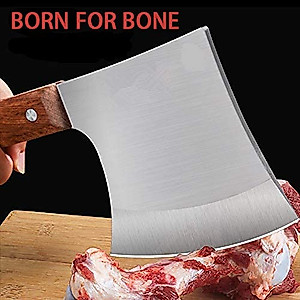 Kitory Bone Cleaver Heavy Duty Meat Cleaver Axes Bone Cutting Chopping Knife Thick Forged Butcher Knife for Meat&Bone, Full Tang, Wooden Handle, Forged Chinese Chopper for Kitchen&Restaurant 2LB-K4