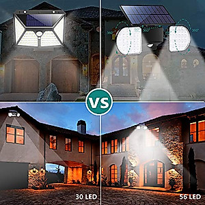 Bebrant Solar Lights Outdoor, 56 LED Motion Sensor Security Lights IP65 Waterproof Solar Flood Lights 360° Adjustable Double-Head Spotlights for Front Door Garden Yard Patio (2 Pack)…
