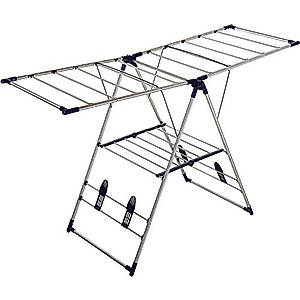 CUISINE TALENT EZHOME Large Foldaway Laundry Rack, Heavy Duty, Collapsible, Space-Saving Storage, Stainless Steel, Indoor/Outdoor