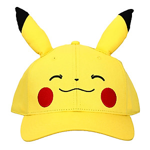 Bioworld Pokemon Pikachu Big Face Pre-Curved Bill Snapback Hat