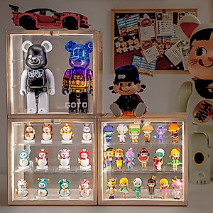GOTO LED Lighting Display Box, Display Storage Case, Show Case for Bearbrick 400%, Action Figures, Lego, Collectibles, Pop Mart (19L LED Included Adapter and 2 Partition)