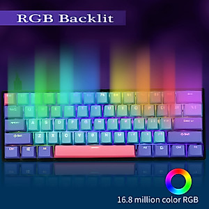 Guffercty kred GK61 60 Percent Wireless Bluetooth Mechanical Gaming Keyboard with hot swappable Switches 60% RGB Backlit for Windows/Mac/Android (Gateron Optical Yellow, Joker)