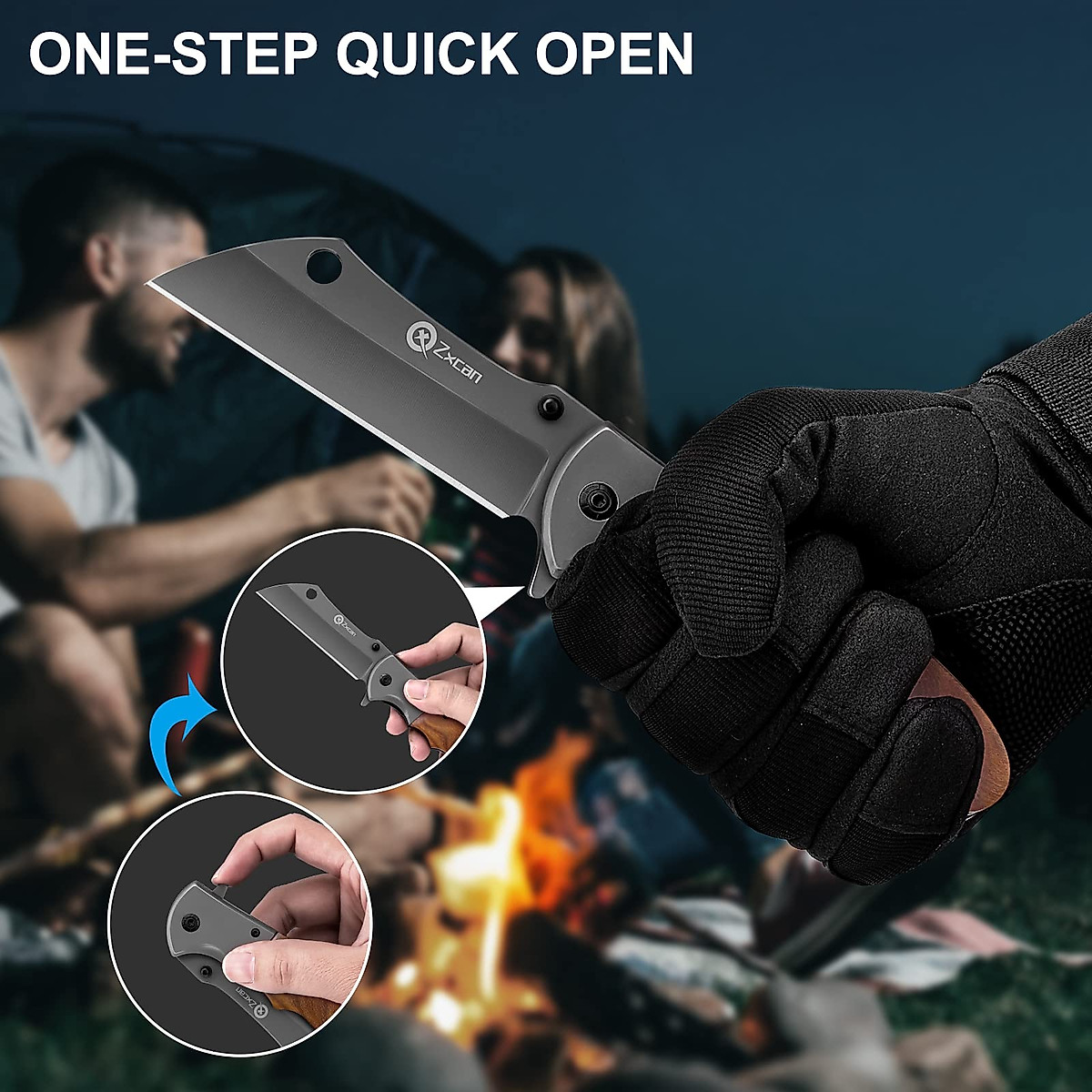 Zxcan Pocket Knife, Folding Knife 5CR13 Carbon Steel Stainless Blade, EDC Knife with Liner Lock, Pocket clip, Tactical Knife for Camping Indoor and Outdoor Activities Men Gift