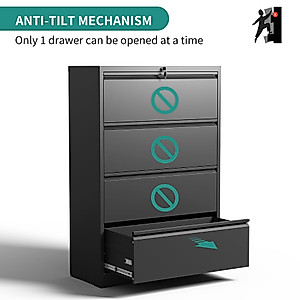 BIZOEIRON Lateral File Cabinet,Steel Storage File Cabinet for Letter/Legal/F4/A4 Size…