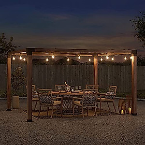 Sunjoy Outdoor Pergola 10 x 12 ft. Steel Frame Pergolas with Nature Wood Grain Finish for Patio, Garden and Backyard Activities by SummerCove