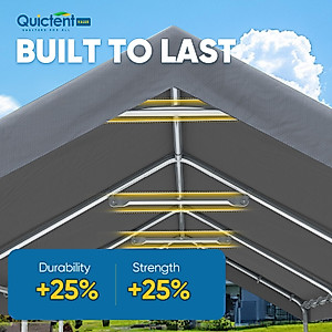 Quictent 10x20 ft Heavy Duty Carport Car Canopy Galvanized Car Tent Outdoor Boat Shelter with Reinforced Structure - Grey