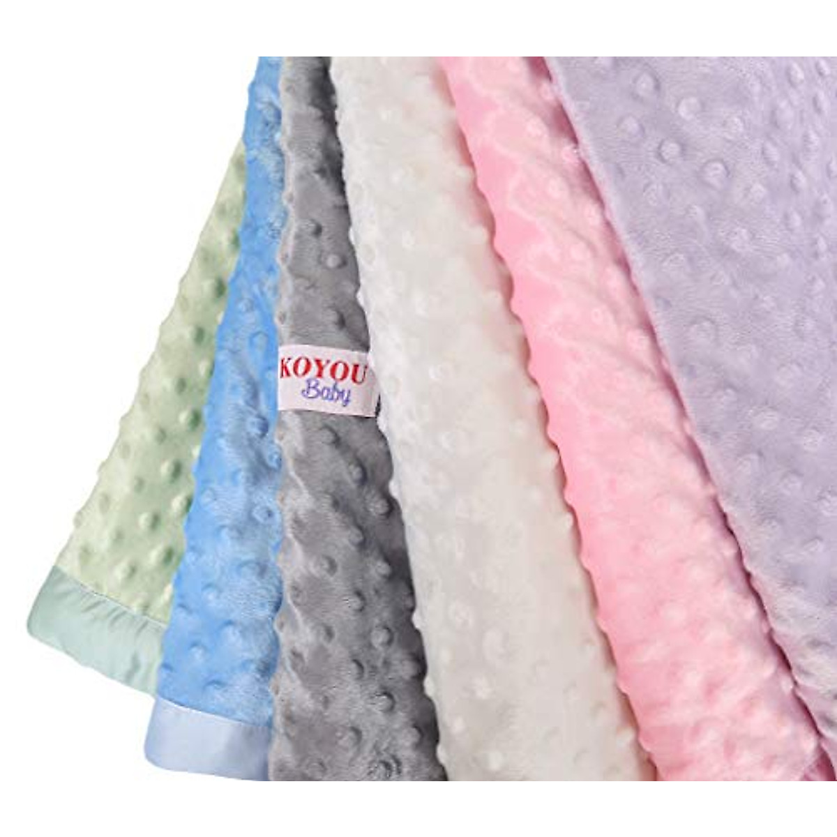 KOYOU Baby Pink Super Soft Minky Plush Reversible Double Layer 30" x 35" Baby Blanket with Dotted Backing and Silky Trim