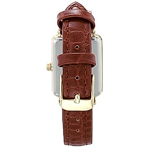 Anne Klein Women's Japanese Quartz Dress Watch with Faux Leather Strap, Brown, 14 (Model: AK/3820GPHY)