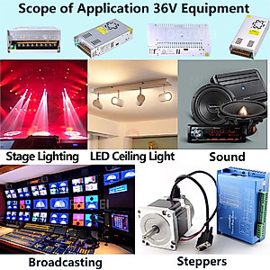 DC 36V 16.6A 600W DC Switching Power Supply Adapter 110V AC to 36V DC Converter Power Supply Transformer SMPS for 36Volt Winch Car Jack LCD Monitor CCTV Car Stereo and More 36V Device