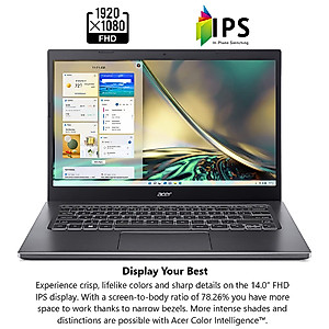 Acer Aspire 5 A514-55-545G Slim Laptop | 14.0" Full HD IPS Display | 12th Gen Intel Core i5-1235U | 8GB DDR4 | 512GB NVMe Gen 4 SSD | 802.11ax Wi-Fi 6E | Thunderbolt 4 | Backlit Keyboard | Win 11 Home