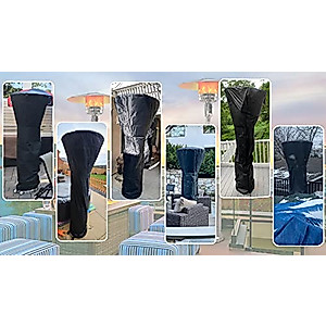 SIRUITON Patio Heater Covers with Zipper and Air Vent,Waterproof,Dustproof,Wind-Resistant,UV-Resistant,Snow-Resistant,（87" Height x 33" Dome x 19" Base,Black）