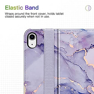 Fintie Case for iPad Air 5th Generation (2022) / 4th Generation (2020) 10.9 Inch, Multi-Angle Viewing Protective Cover with Pencil Holder & Pocket, Auto Sleep/Wake, Lilac Marble