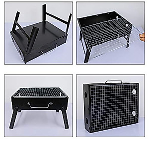 Stainless Steel Foldable Barbecue BBQ Grill, Portable Family Party Charcoal Smoker ,Camping Tabletop Grill,Outdoor BBQ for Picnic Garden Terrace Camping Travel 3.54''X13.78''X10.63''
