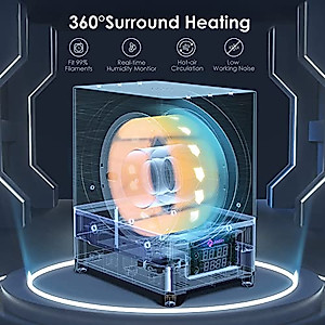 FIXDRY 3D Printer Filament Dryer with Fan, 110W PTC Dehydrator Dryer Box Heated, Closed-Loop Constant Heating, Temperature Humidity Control, 2 Spool Compatible with 1.75mm, 2.85mm, 3.00 mm