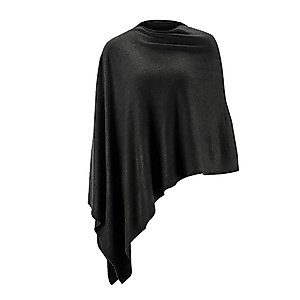 Fomolom Women Ponchos Sweater Versatile Lightweight Solid Knitted Shawl Wrap Scarf Cape Accessories for Womens Black