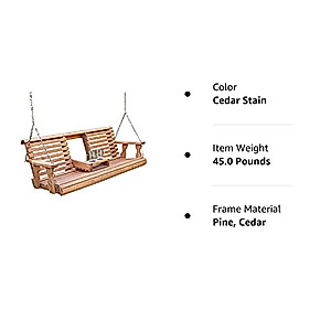 Porchgate Amish Heavy Duty 800 Lb Rollback Console Treated Porch Swing with Hanging Chains (Cedar Stain)