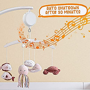 FEISIKE Crib Mobile Motor, Baby Music Box Spinner with 3 Modes（Turn & Music,Turn Only, Music Only) Volume Control,12 Lullabies,Portable Sound Machine,Auto-Off 30 Minutes, Battery Operated