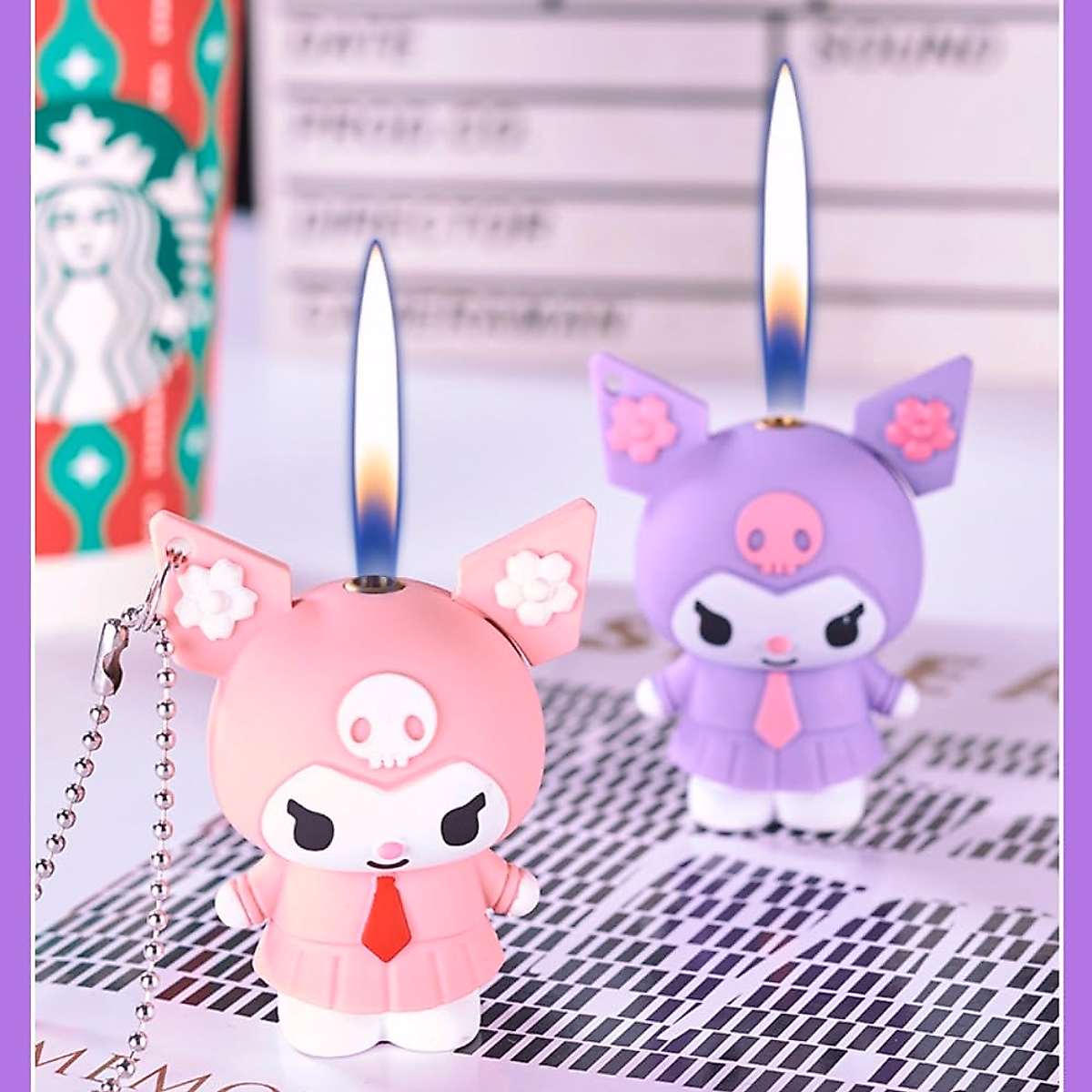 Aimery Kuromi Lighter, Kawaii Lighter, Cool Lighter, Anime Lighter, Anime Keychain Cute & Cool Keychain Accessories for Girls (Purple)