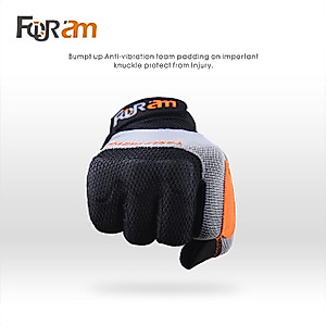 FOUR-AM Work Gloves Men & Women, Utility Mechanic Working Gloves High Dexterity Touch Screen For Multipurpose,Excellent Grip (M)