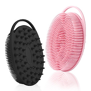 Silicone Body Scrubber, Silicone Loofah, 2 Pcs Silicone Shower Scrubber, Exfoliating Silicone Shower Scrubber, 2 in 1 Silicone Body Scrub Brush Scalp Massager Shampoo Brush for All Skin Men Women Kids