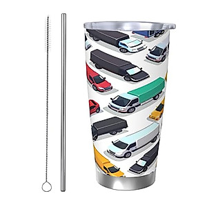 AYCZN Truck Car 20 OZ Tumbler Stainless Steel Travel Coffee Mug, Transport Insulated Water Bottle with Lid Leakproof Thermal Cup