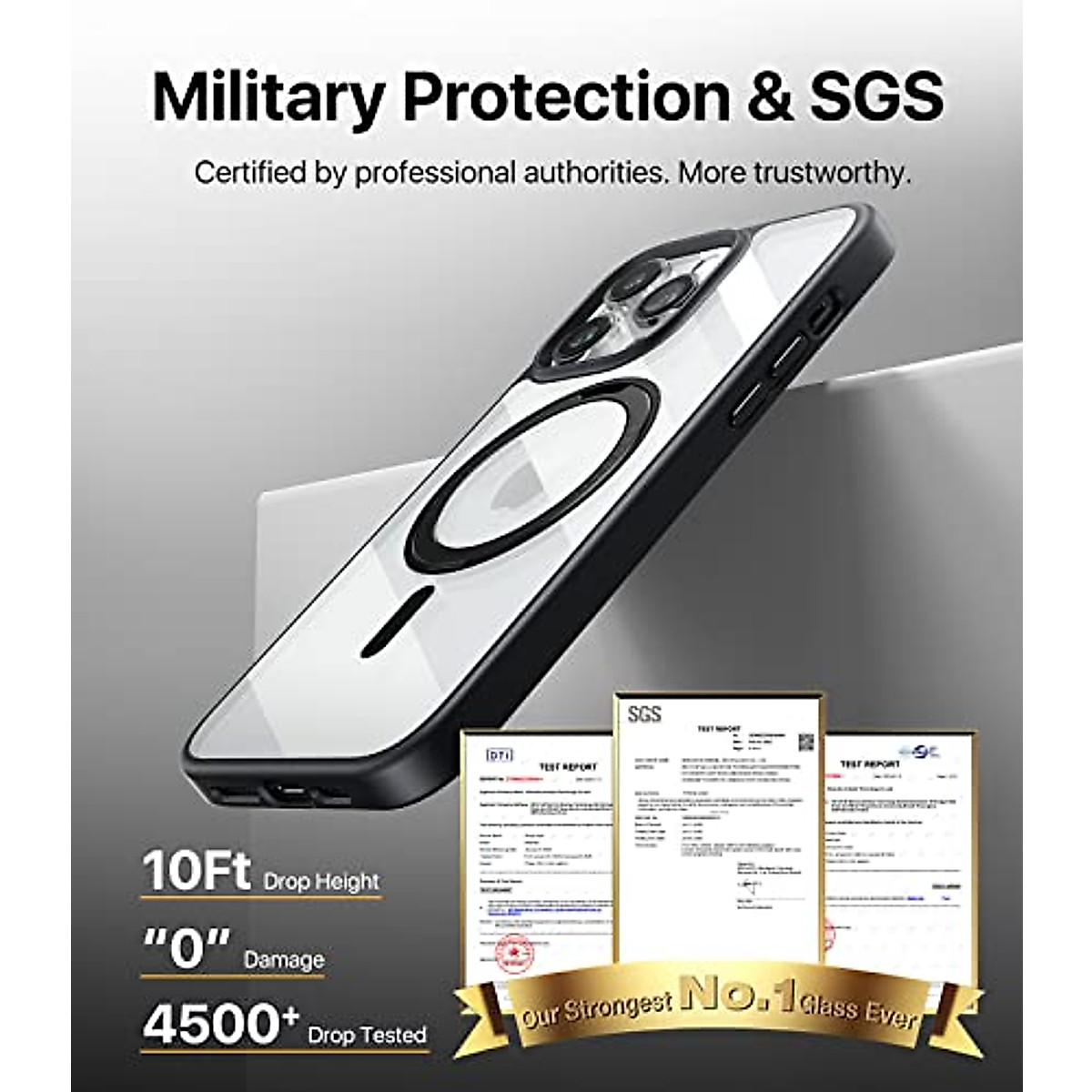 andobil Designed for iPhone 14 Pro Case - Compatible with Magsafe - 360° Rotatable Ring Stand - Shockproof Kickstand Slim Thin Phone Case for iPhone 14 Pro - [2023 EasyRelax Series] - Clear