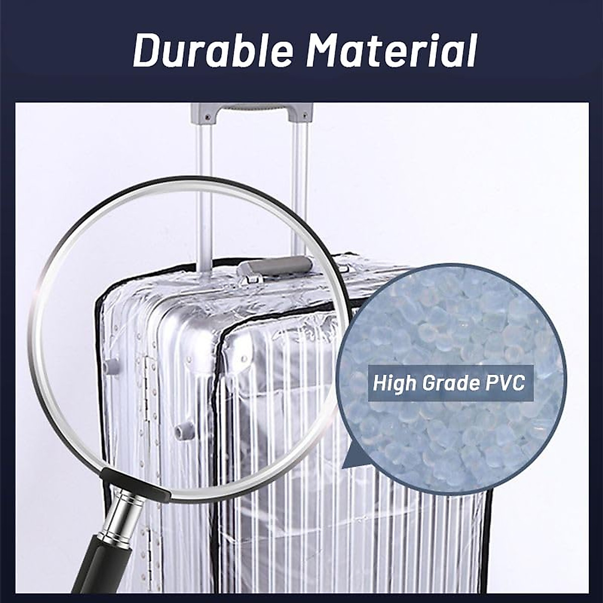Clear Suitcase Cover - 20 22 24 26 28 30 Inch Suitcase Covers - PVC Waterproof Luggage Cover - Top and Side Handle Gap Suitcase Protector (22 Inch)