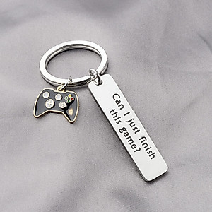 TGBJE Game Controller Keychain - Funny Gamer Gift for Gaming Fans and Enthusiasts - Can I Just Finish This Game