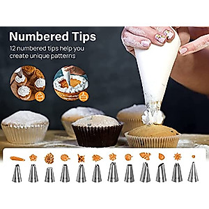 Kootek 71PCs Cake Decorating Supplies Kit, Cake Decorating Set with Cake Turntable, 12 Numbered Icing Piping Tips, 2 Spatulas, 3 Icing Comb Scraper, 50+2 Piping Bags, and 1 Coupler for Baking