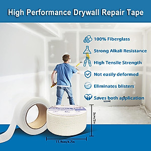 EDSRDRUS 2in100ft Drywall Repair Tape Crack Tape Drywall, Mesh Drywall Tape High Performance Holding for Self-Adhesive Wall Crack and Seam Patch