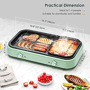 Electric Hot Pot with Grill, 2 In 1 Multi-function Barbecue Shabu Hot Pot, Independent Dual Temperature Control, Detachable Smokeless Non-Stick Shabu Korean BBQ Grill, Easy Cleaning