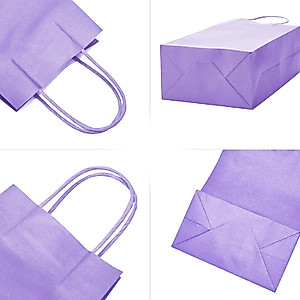 DjinnGlory 24 Pack Small Purple Lavender Paper Gift Bags with Handles 9x5.5x3.15 Inch and 24 Tissue Paper for Business Birthday Wedding Bridal Baby Shower Party Favors Goodies