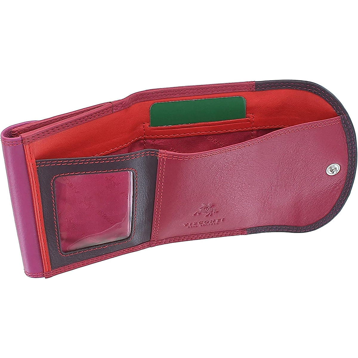 VISCONTI Rainbow Collection Small Leather Purse RFID and Tap and Go RB126 (Plum Multi)